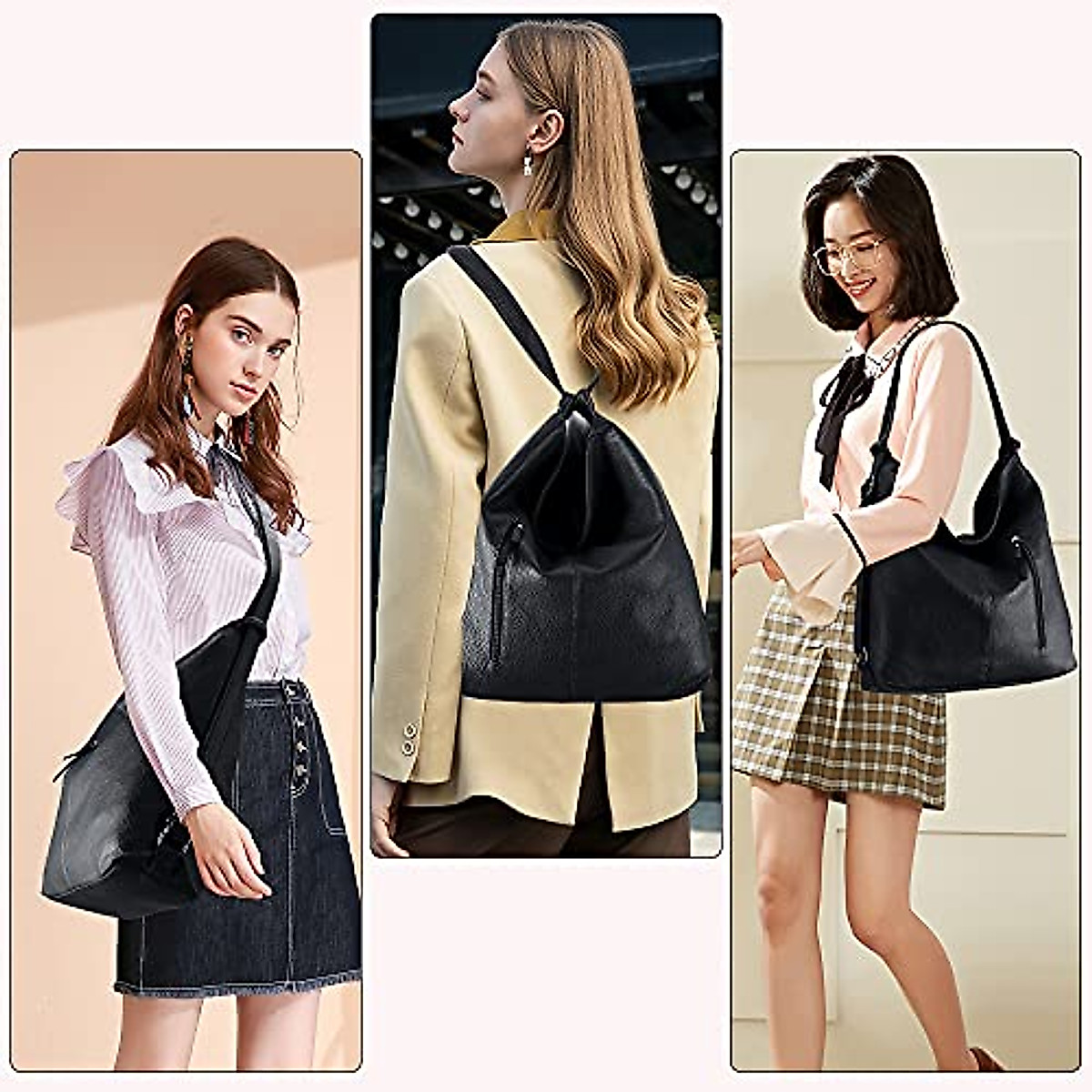 Purse for Women Convertible Backpack Purses and Handbags - Black