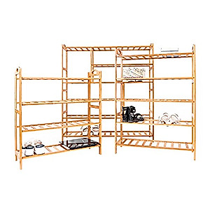 SoSo-BanTian1989 Bamboo Free Standing Shoe Rack, Shoes Storage Organizer Book Shelf Plant Stand (6-Tiers, Wood)