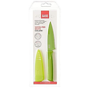 Kuhn Rikon 4-Inch Nonstick Colori Serrated Paring Knife, Green