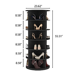 Gyfimoie Rotating Shoe Rack, 6-Tier Spinning Shoe Rack Tower, Free Standing 360°Revolving Shoe Storage Organizer Lazy Susan Shoe Rack for Entryway Living Room Hallway