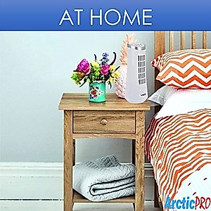 MINI DESK OSCILLATING TOWER FAN By Arctic-Pro – Slim and Compact Size, 2-Speed, Ultra-Quiet Operation, Convenient Carrying Handle, 75 Degrees of Oscillation For Powerful Circulation, 12 Inches, White