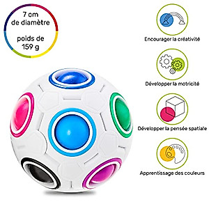 CUBIDI® Original Rainbow Puzzle Ball I Brain Teasers for Kids Ages 6-10 I for Boys and Girls 6+ Years I Travel Toy for Children | Fidget Ball Magic Ball