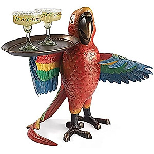Serving Tray for Beer Vacation Party Drink Serving Parrot Butler, Parrot Butler Statue Bird Drink Serving , Retro Indoor Living Room Pool Kitchen Handicraft Decoration (22X12x20cm)
