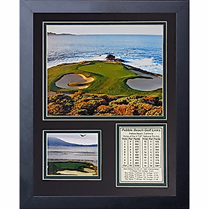 Legends Never Die Pebble Beach Hole #7- The U.S. Open Collectible | Framed Photo Collage Wall Art Decor - 12"x15", Black