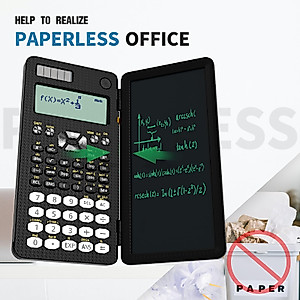 Scientific Calculator with Notepad,ROATEE Middle and High School Supplies for Students & College,82 MS Foldable 2-Line Display Science Calculator with Writing Tablet,Solar and Battery Powered