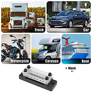 X AUTOHAUX Dual 6 Way Terminal Bus Bar Ground Power Distribution Terminal Block Battery Bus Bar 150A Bus Bar Block with Cover for Auto Marine Car