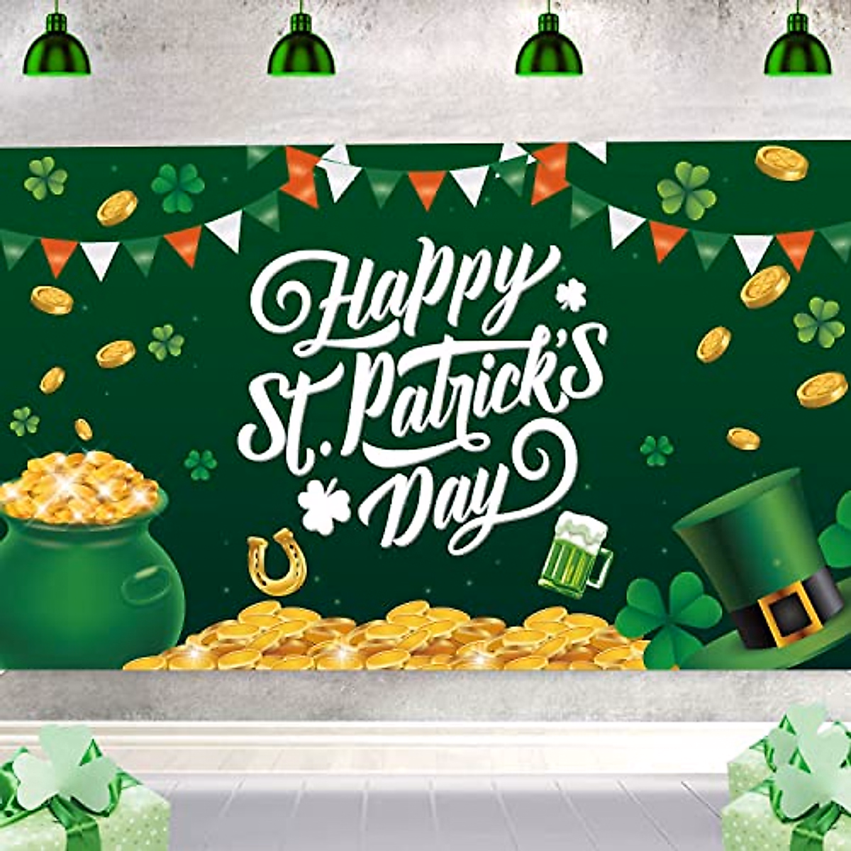 St. Patrick's Day Decorations Happy St Patricks Day Backdrops - 71x44 Inch St. Patricks' Day Banner for St. Patrick's Day Party Decor