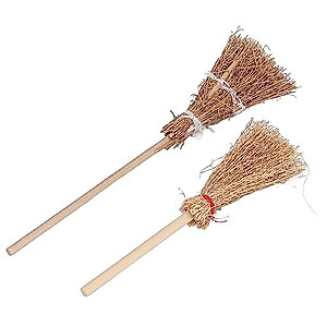 20Pcs Mini Broom Hanging Decoration, Miniature Artificial Mini Straw Brooms, Halloween Straw Craft Decoration Witches Accessory, Simulation Witch Brooms for Costume Cosplay Party