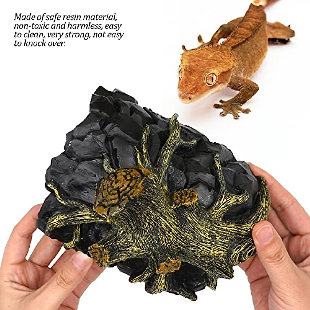 MINYULUA Reptile Terrarium Hideout Rock Hide Cave Turtle Reptile Basking Hide Habitat Hideout for Bearded Dragon Tortoise Lizards Spiders Fish Amphibians Aquarium