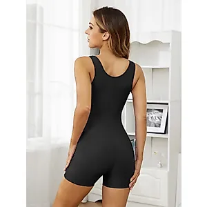 speerise Womens Short Tank Biketards One Piece Catsuit Unitards Black M