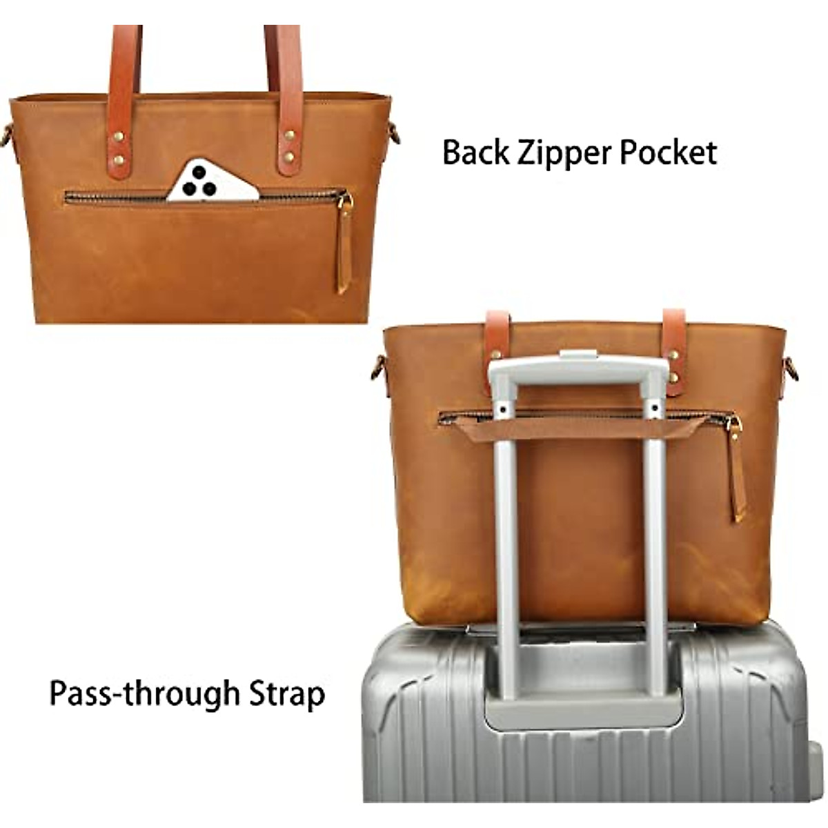 Top Handle Crossbody Purse Genuine Leather Shoulder Bag Work Totes for Women Purse Handbag with Back Zipper Pocket Large F031 (FB031)…