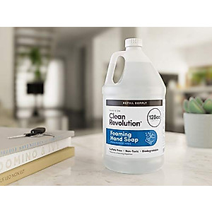 Clean Revolution Foaming Hand Soap Refill Supply, Gentle, Moisturizing & Eco-Friendly, Ready to Use Formula, Gluten Free, Unscented, Fragrance Free, 128 Fl Oz