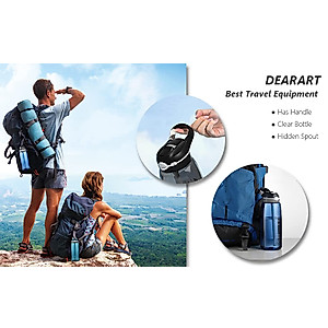 DEARART 32oz Dark Cyan Water Bottles With Narrow Straw, BPA FREE and Hidden Cup Mouth, Summer Clear Bottle With Handle, Suit Office Sports Work Gym Yoga Traveling etc.