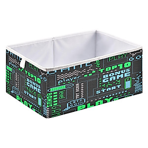 QUGRL Video Game Controller Storage Bins Organizer Gamepad Joysticks Foldable Clothes Storage Basket Box for Shelves Closet Cabinet Office Dorm Bedroom 15.75 x 10.63 x 6.96 in