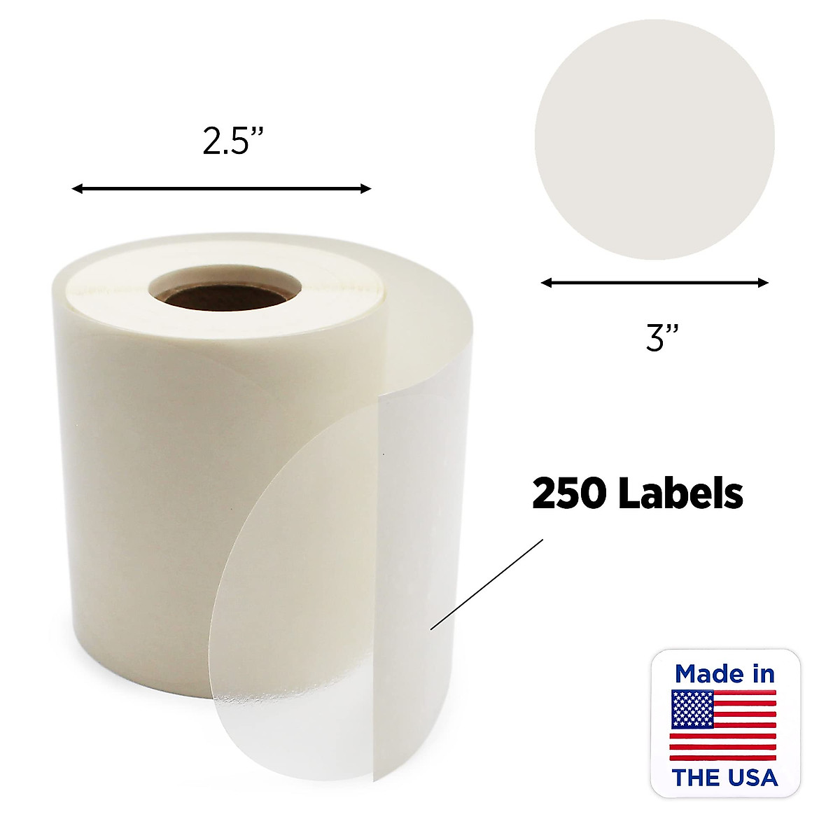 ChromaLabel 3 Inch Clear Round Wafer Seals, 250 Labels per Roll