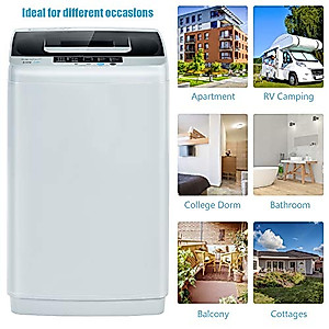 COSTWAY Portable Washing Machine, 2-in-1 Laundry Washer and Spin Combo with 10 Programs, 8.8lbs Capacity, Drain Pump and LED Display, Full Automatic Washer for Apartment, RVs, Dorm, White