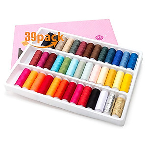 Pack of 39 Assorted Colour Polyester Sewing Threads Spool Set