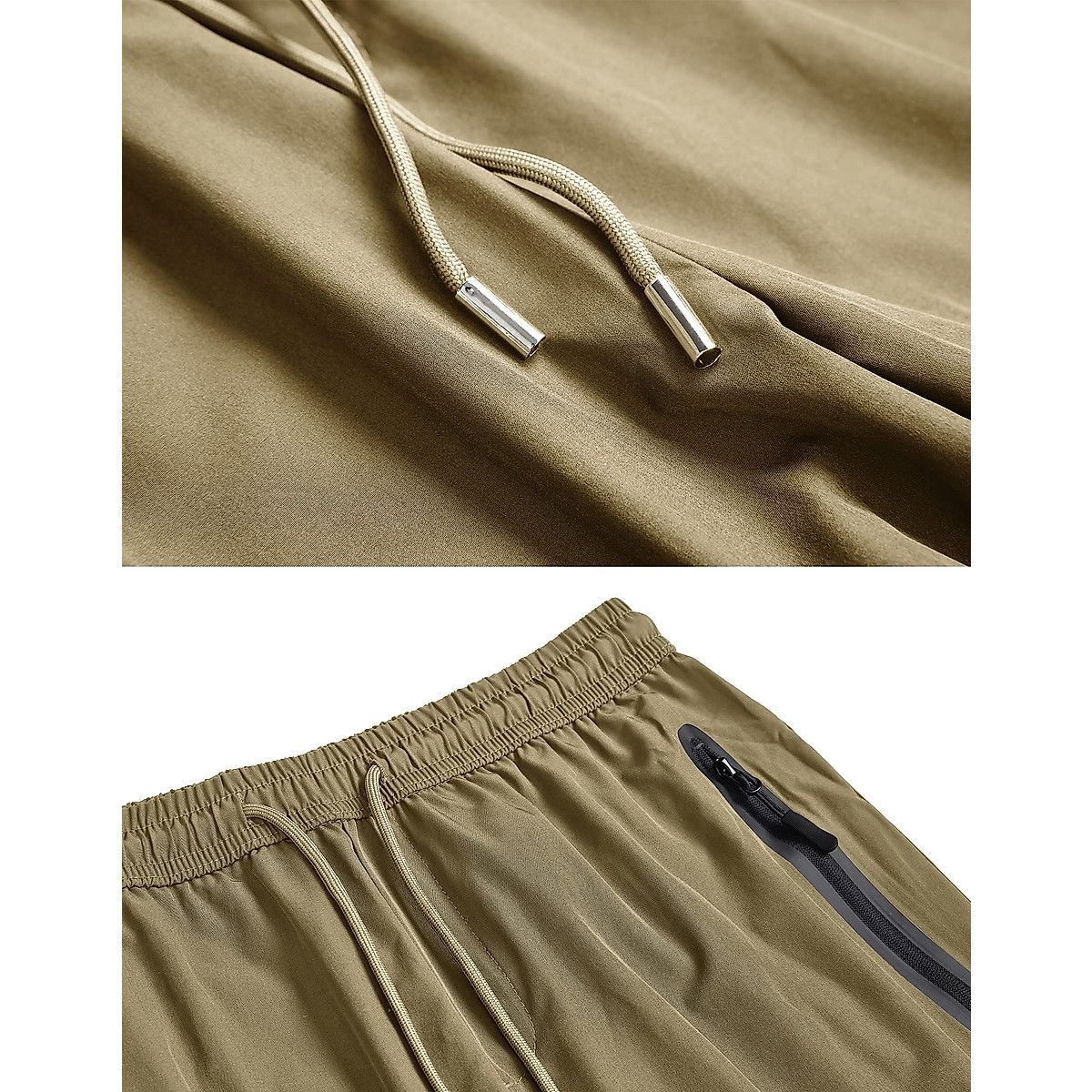 Men's Lightweight Quick Dry Hiking Running Pants Outdoor Sports Breathable Zipper Pockets Athletic Work Pants Khaki L