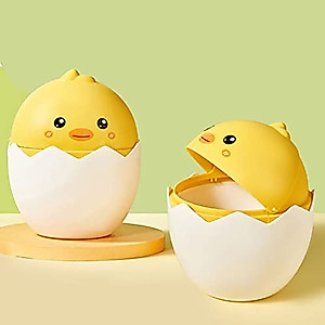 Gadpiparty Tiny Trash Bin Cute Duck Shape Trash Bin Cartoon Desktop Trash Can with Lid Flipping Lid Small Wastebasket for Office Kids Bedroom Dorm Home