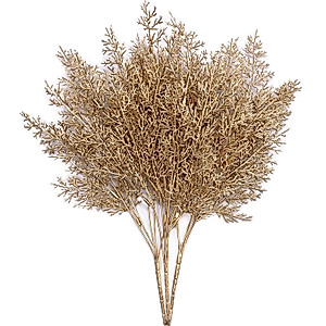 Gold Antlers Grass Artificial Plants Christmas Decoration, Faux Golden Twig Branches Plastic Fake Branch Plant for Xmas Party Home Garden Indoor Outdoor Wedding Table Centerpiece DIY Decor - 3 Pack