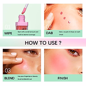 2PCS Color Changing Blush Oil - Reacts to Skin's Natural pH for Your Instant Perfect Shade, with Blendable Formula - Liquid Blush for Cheeks, Vegan & Cruelty-Free