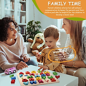 Humerry Wooden Alphabet Puzzle for Toddlers, Chunky ABC Puzzles Board Educational Toys for Kids, Preschool Learning Letters Puzzle for Boys and Girls