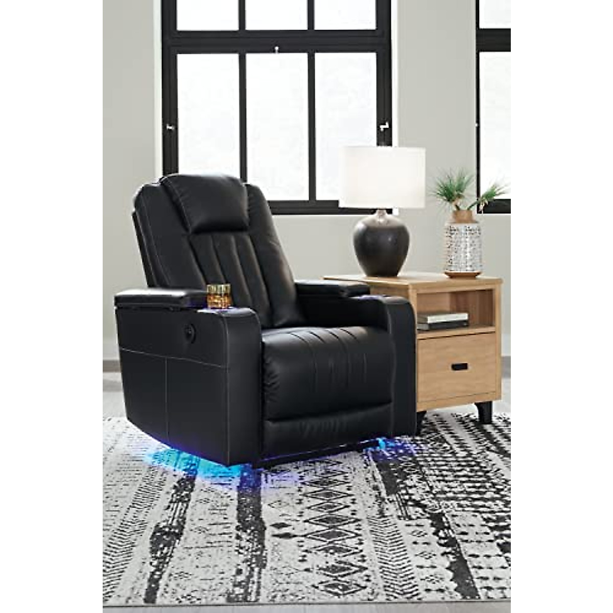 Signature Design by Ashley Center Point Urban Faux Leather Tufted Zero Wall Recliner, Black