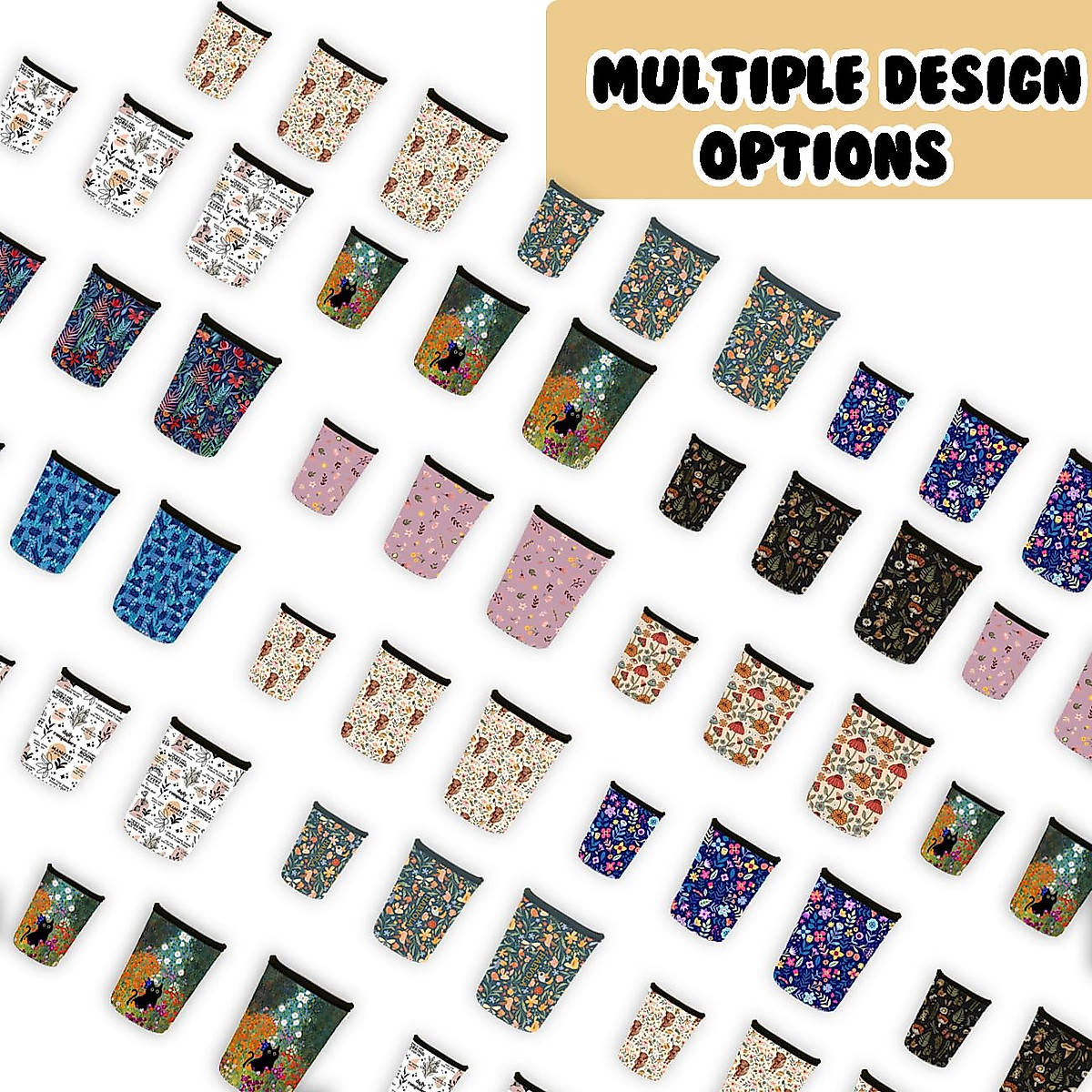 Reusable Insulated Neoprene Iced Coffee Cup Sleeve, Durable Drink Sleeve for Cold Beverages, Beverage Holder for iced coffee (Mushroom Mirage)