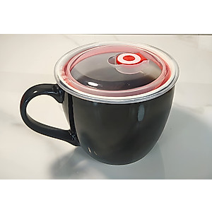 BOWLLER 30oz Black Porcelain Bowl with Lid and Handle for Soup, Salad, Cereal and Instant Noodles, Soup Mug with Heat Preservation Handle