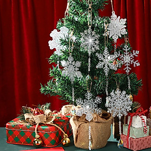 UPINS Snowflake Diamond Art Painting Kits, 8 Pcs 5D Christmas Diamond Art Ornaments DIY White Crystal Wind Chimes Ornaments for Christmas Tree Hanging Decor