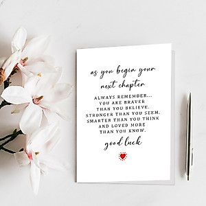 Qiliji New Chapter Card for Him Her, Good Luck Card for Men Women, Leaving Card for Colleague Coworker, New Job Card, Graduation Card, Congratulations Card