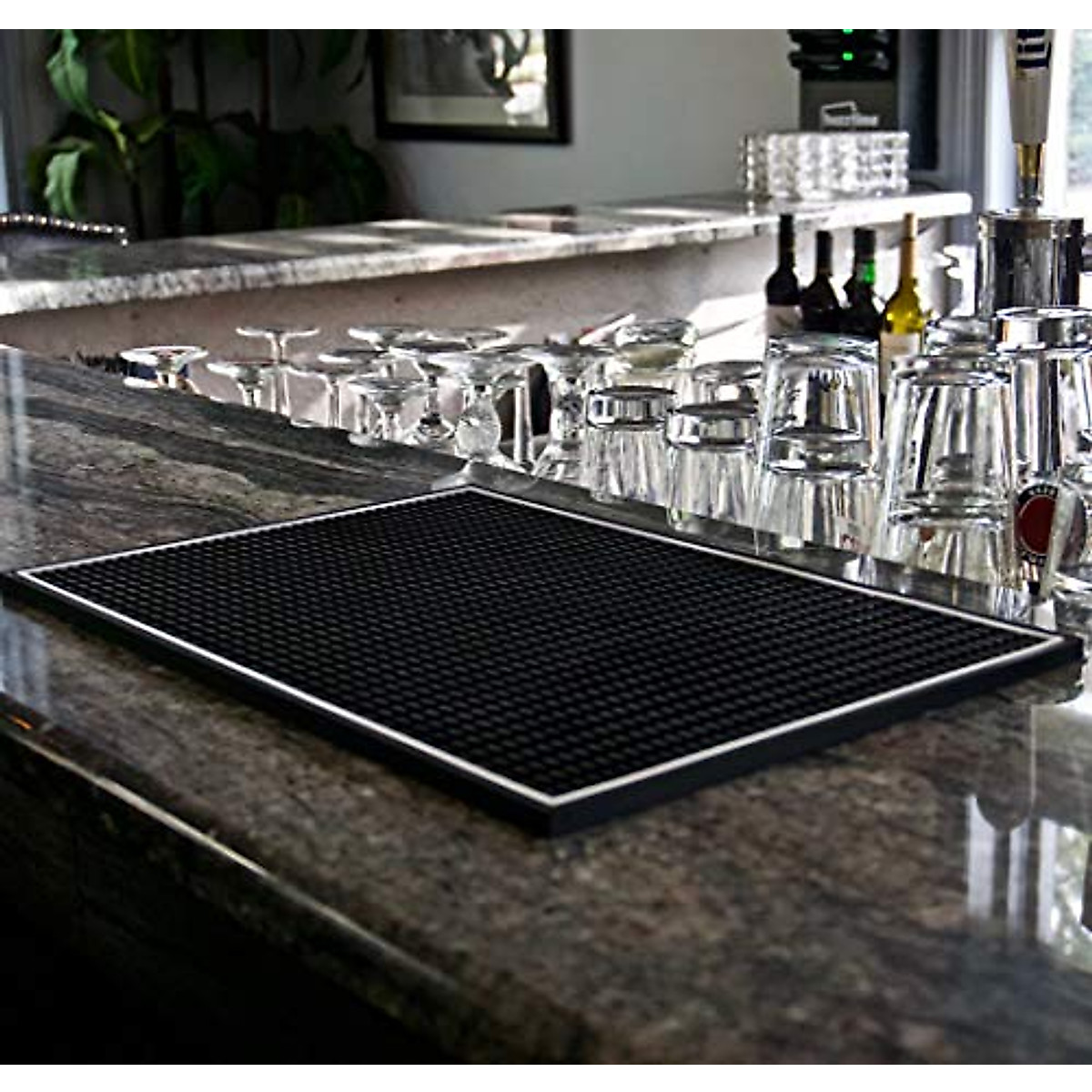 Highball & Chaser Premium Bar Mat 18in x 12in 1cm Thick Durable and Stylish Service Bar Mat for Spills, Coffee, Bars, Restaurants, Counter Top Dish Drying Mat, Glass Drying Mat