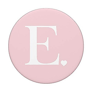 Light Pink White Monogram Letter E Initial Heart Design PopSockets Swappable PopGrip