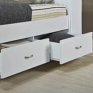 Hodedah Twin-Size Captain Bed with 3-Drawers and Headboard in White