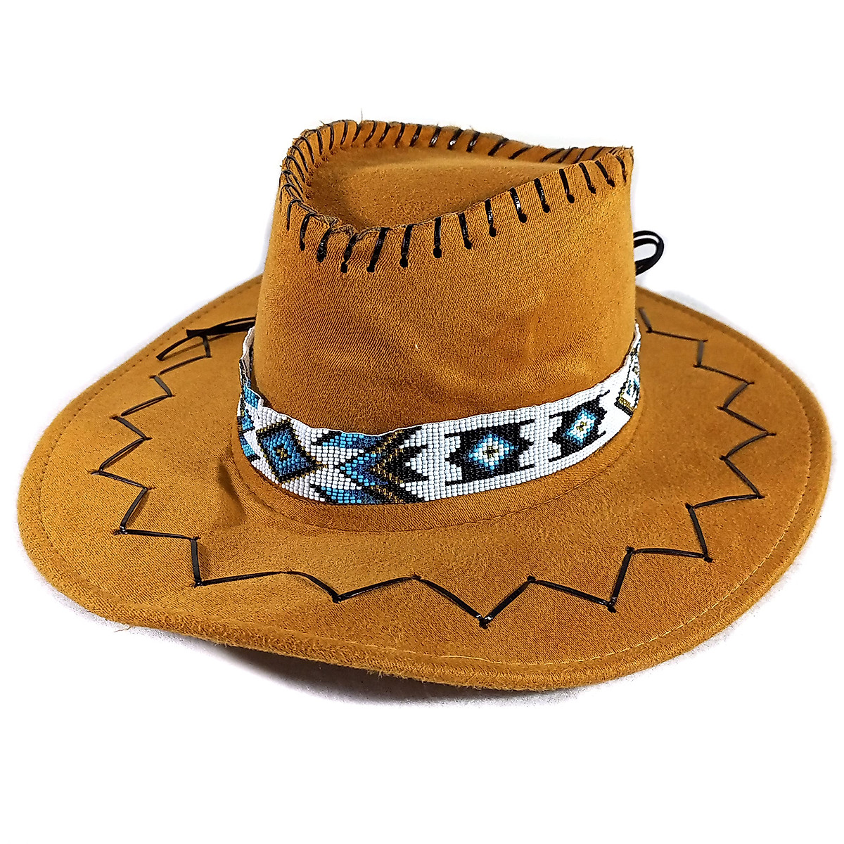 Weavish Beaded Hatband Native American Style Southwestern Cowboy Rode Handmade Head/Hat Band Collection [ ] (White,turquoise)
