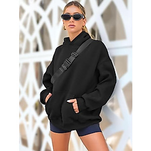 AUTOMET Black Hoodies for Women Oversized Sweatshirts Cute Fleece Long Sleeve Shirts Sweaters Loose Casual Winter Pullover Fall Outfits Y2k Owith Pockets 2023