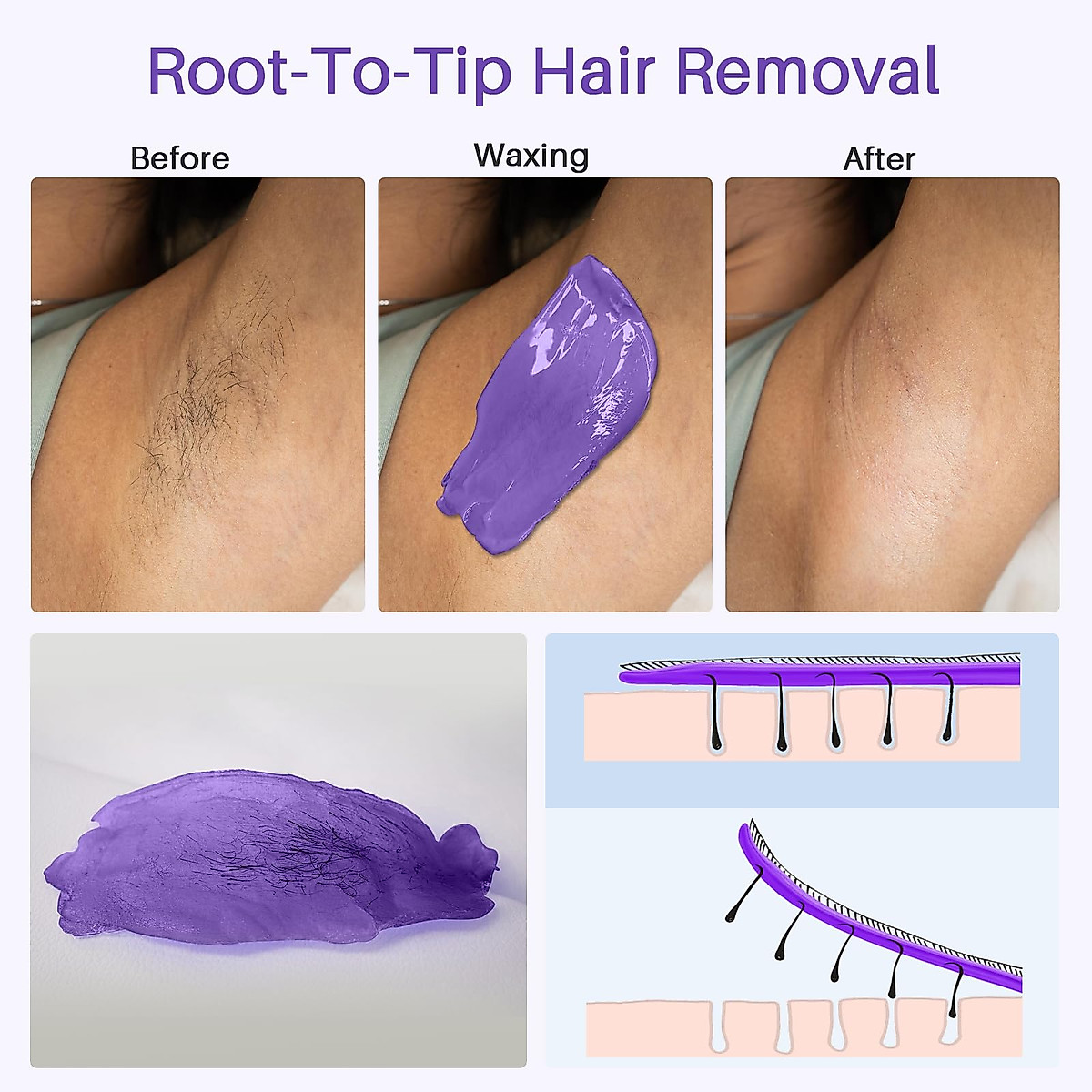 BLITZWAX Hard Wax Beads for Hair Removal 1lb Black Cologne Wax Beans for Coarse Hair Brazilian Wax for Bikini, Underarms, Back and Chest Large Refill Waxing beads for Women Men At Home Waxing