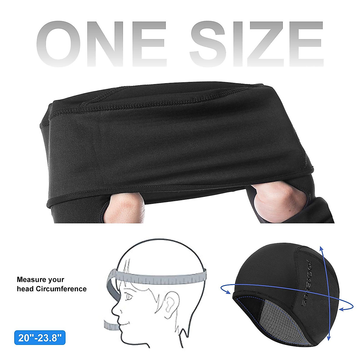 ROCKBROS Thermal Skull Cap Winter Hats for Men Women Ear Warmers Cold Weather Gear Helmet Liner for Cycling Running Ski