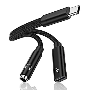 Samsung Galaxy S23 Headphone Adapter, 2 in 1 USB C to 3.5mm Aux Audio Jack with 60W Fast Charging Dongle Cable for Galaxy S24 S23 Ultra S22 S21 A14 A54 A13 Flip5, iPhone 15/15 Pro Max, Pixel 8 7 6 5 4
