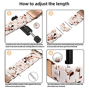 GEAK Compatible with Resin Apple Watch Bands 40mm 38mm 41mm for Women Men, Stylish Resin Bracelet with Stainless Steel Buckle for iWatch Bands 38mm Womens Series 8/7/6/5/4/3/2/1/SE/Ultra Nougat White