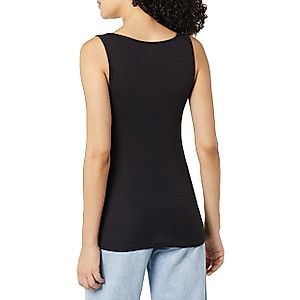 Amazon Essentials Women's Slim Fit Square Neck Tank, Pack of 2, Black, Medium