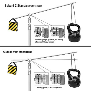 Sokani C Stand with Boom Arm [2023 New Upgrade Version] 100% Metal Max 10.8ft/330cm Adjustable Reflector Stand 4.2ft/128cm Holding Arm and 2 Pieces Grip Head, Bag Sandbag, Fish Mouth Clip included