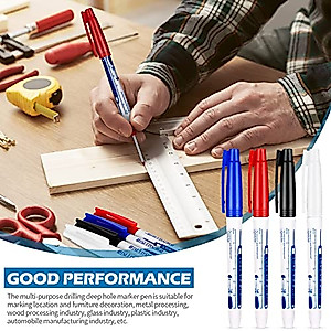 4 Pcs Deep Reach Markers Long Nose Marker Waterproof Deep Hole Marker Carpenter Ink Marker 30 mm Reach Permanent Markers and Marker Pens for Carpenters Builders Construction, 4 Colors