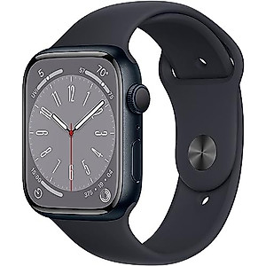 Apple Watch Series 8 [GPS, 45mm] Midnight Aluminum Case with Midnight Sport Band (Renewed)