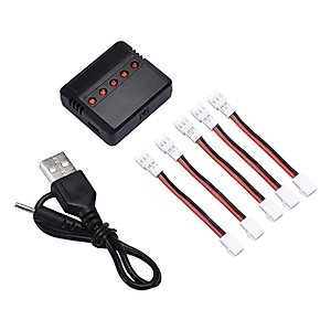 Top Race Drone Batteries - RC Charger 1-6S AC/DC 80W and Battery Charger DC 3.7V 1S 1 Cell RC Charger Micro 5 Ports with LED Indicator - Drone Battery Charger - Wide Type Compatibility Remote, Droid