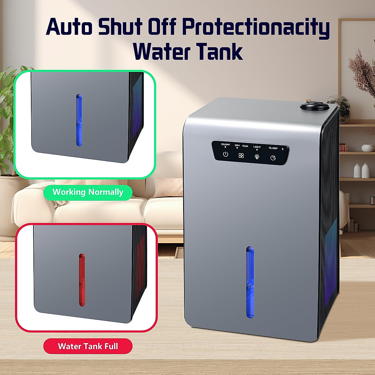 Dehumidifier,2 in 1Humidifier Dehumidifier Combo,102 OZ Water Tank Dehumidifiers for Home Bedroom,Small Dehumidifier for Basement Bathroom,Auto Shut Off,Sleep Mode,7 Colors LED Light