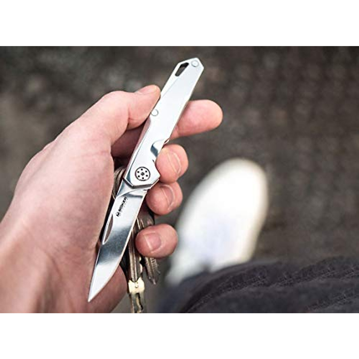 Boker Magnum Shiny EDC Pocket Knife - Small Multipurpose Folding Knife with 2.36 Inch, 8Cr13MoV Steel Blade and Stainless Steel Handle, Lightweight Everyday Carry (01SC086)