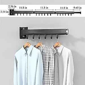 KLEVERISE Clothes Drying Rack, Laundry Drying Rack, Wall Mounted Clothes Rack, Folding Laundry Rack, Retractable Clothes Hanging Rack Space Saver Clothes Rack for Balcony, Laundry, Bathroom