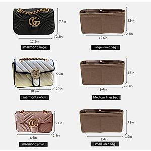 Lckaey Purse inserts for Marmont Matelassé leather super mini bag shoulder bag-single pack with zipper 2000Acoffee-L