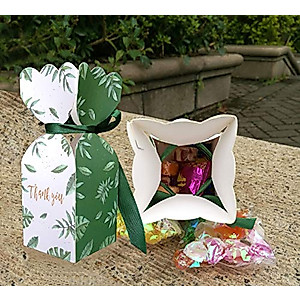 Lontenrea 50 Pcs Candy Boxes Wedding Birthday Party Favor Gift Box with 50pcs Black Green Ribbon Decoration